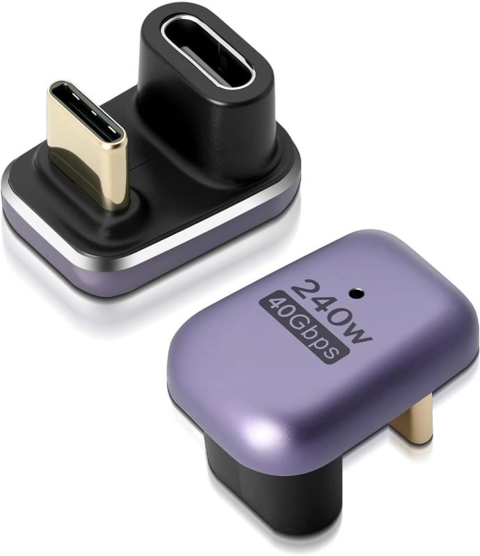 Lizoak U字型USB C アダプタ 240W PD 急速充電 40Gbps データ転送 8K/60Hz 映像出力 180度 タイプC オスメス コネクター U型 Thunderbolt 3/4 対応 USB Type C 方向 変換 ...