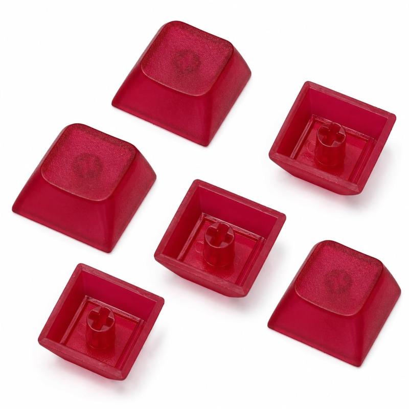 XuJJJJunB キーキャップ 6個入り 透明マット PC素材 キートップ 交換用 十字軸タイプ メカニカルキーボード用 ブランク かわいい クリア（レッド）【セット内容】透明マットタイプのキーキャップ6個入りです。サイズは底面幅約18....