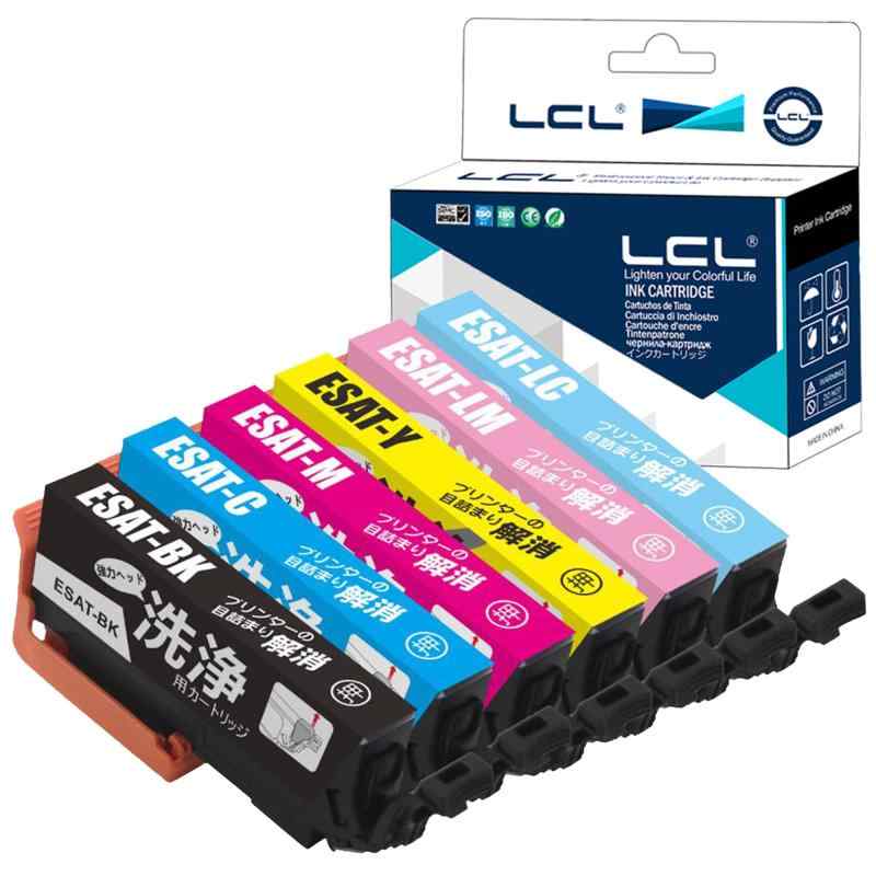 LCL エプソンに適合する プリンター 洗浄液 SAT-6CL SAT-BK SAT-C SAT-M SAT-Y SAT-LC SAT-LM (6色セット) 【プリンターの「目詰まり」「かすれ」解消】【洗浄カートリッジに入れ替えてヘッドクリ...