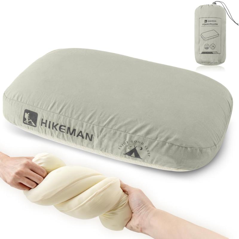 キャンプ 枕 キャンプ枕 携帯枕 最強 ウレタン コンパクト カバー洗える 通気性 オールシーズン使える 肌触りが良い 軽量 収納袋付き ピロー 旅行 アウトドア 登山 車中泊 防災 (グレー)100%ウレタン素材：🛌枕本体...