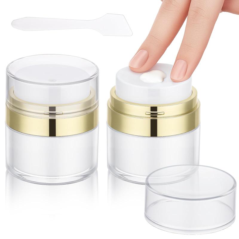 Segbeauty エアレスプレスボトル クリーム用 2個セット 真空エアレスプレスボトル 旅行用ポータブル容器 詰め替え用クリームボトル 旅行用品 漏れ防止