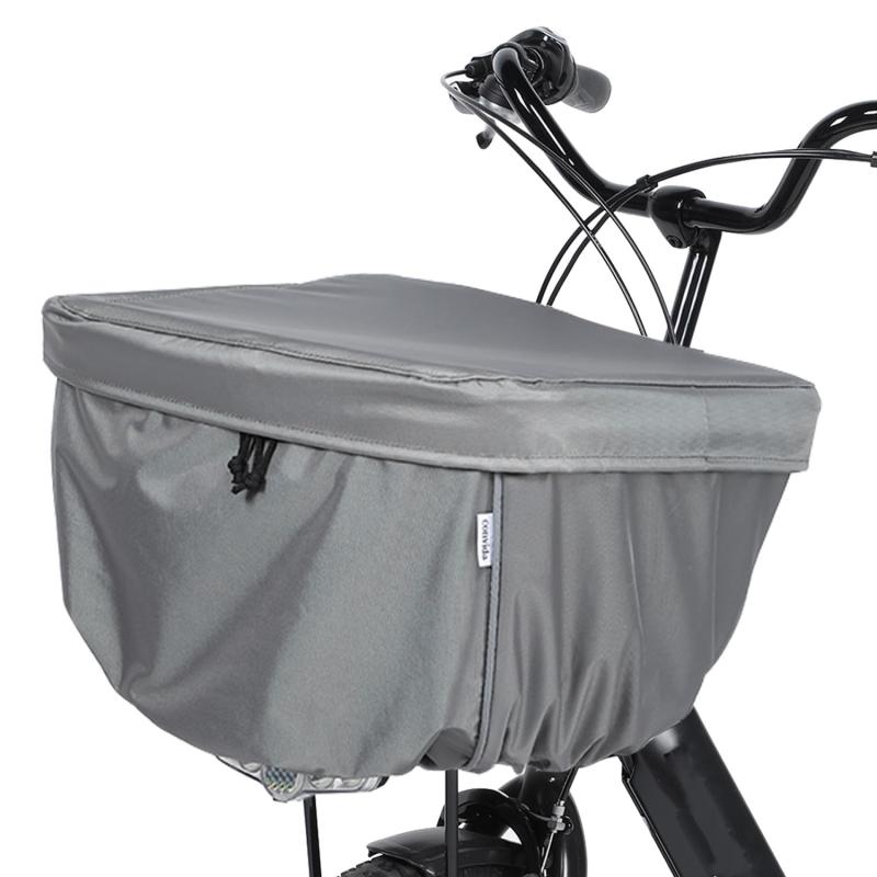 Convida 自転車 カゴカバー 前 防水 2段式 厚手 600Dナイロン 反射帯付き 撥水加工 ファスナー両開き 雨よけ 電動アシスト車対応 (11757-オリーブグレイ)【便利な2段式】ファスナーを開けて高さを伸ばせる2段式のカゴカバ...