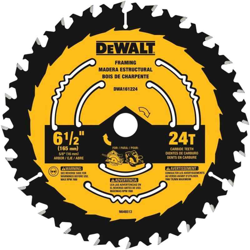 Circular Saw Blade, Tungsten Carbide, 24 Teeth, 6-1/2-In. DWA161224