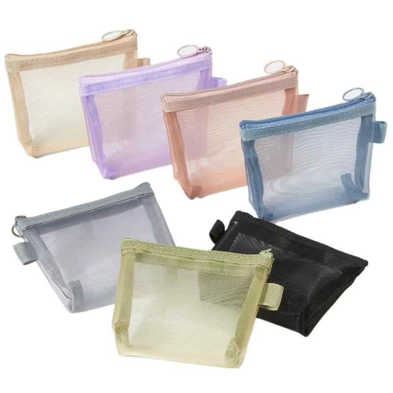 RuiChy 小さい メッシュ化粧ポーチ 7個入り、ミニ ナイロン ジッパーバッグ 透明 小銭入れ 財布 出張・旅行用 メイクバッグ 多機能 クレジットカード イヤホン 口紅 化粧品 キー 現金 収納ポ【軽量の素材】 ✔ 私たちの小さな化粧...