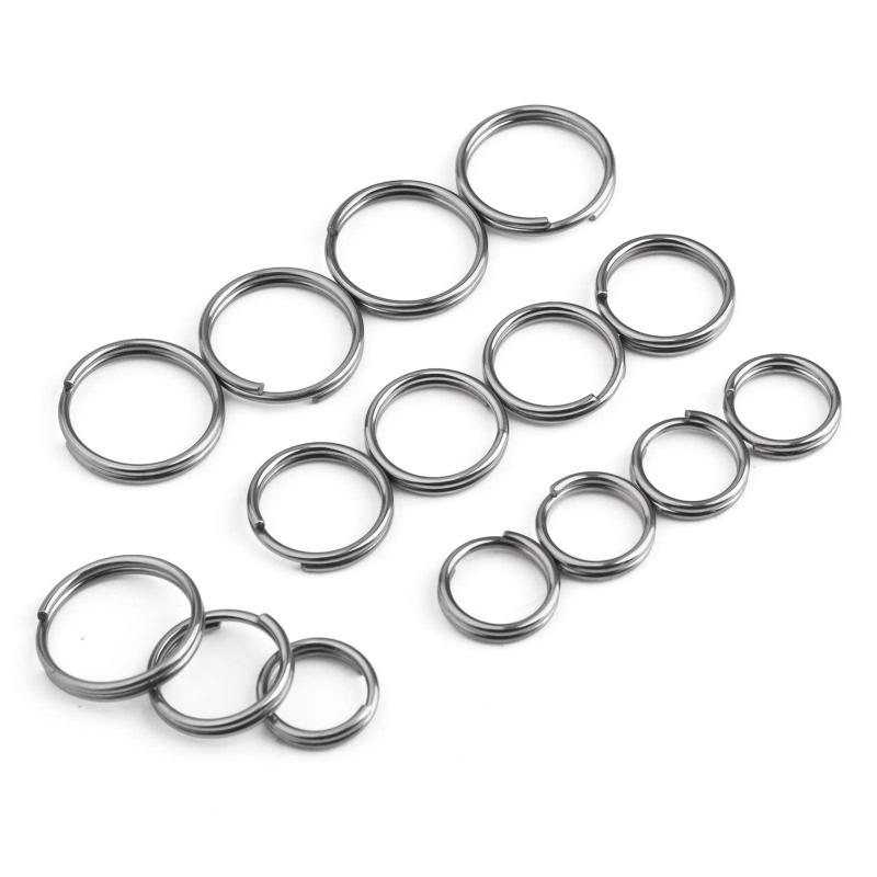 [TISUR] チタン キー ホルダー リング 二重リング 細い 丸カン カラビナ 金具 軽量 頑丈 防錆 脱落防止 外徑10mm/12mm/14mm/20mm/25mm/32mm (10mm×5+12mm×5+14mm×5/合計15個)チ...