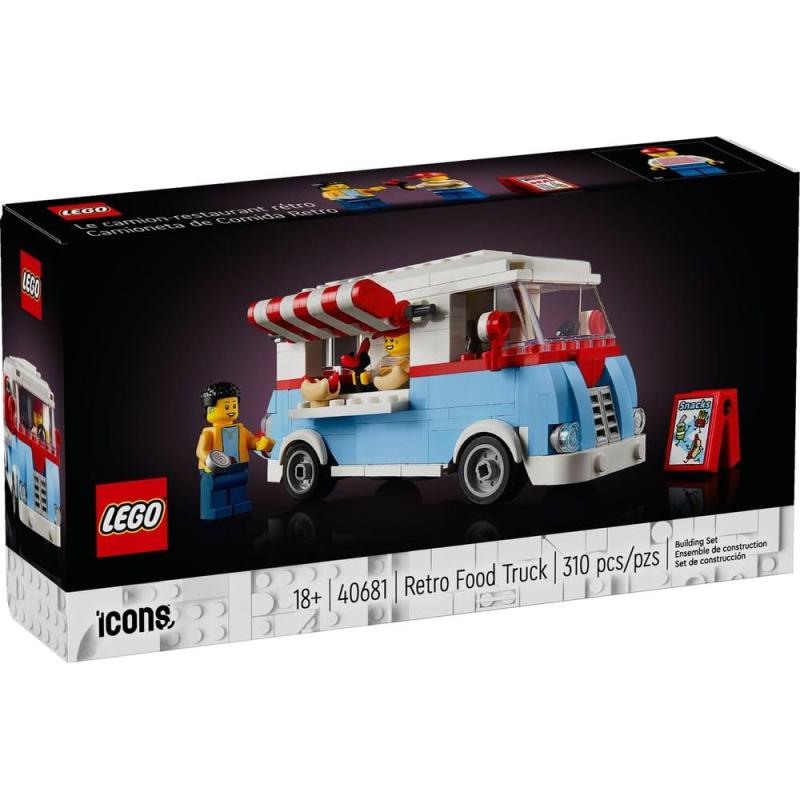LEGO Icons 40681 - レトロフードトラック大人のための楽しい組み立てセット – このLEGO Iconsレトロフードトラックで質の高い時間をお楽しみください。 調理台とソーダマシンを含む詳細な調理エリアを備えています。