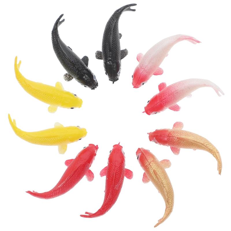 Zerodeko 50個セット ミニチュア鯉 フィギュア Pvc製 0.8×2×0.4インチ 水槽装飾 Diy アクアリウム インテリア 多色展開高いリアリズムによる自然な水槽装飾: 精巧な樹脂製ミニチュア鯉フィギュアは、本物の鯉の質感と色...