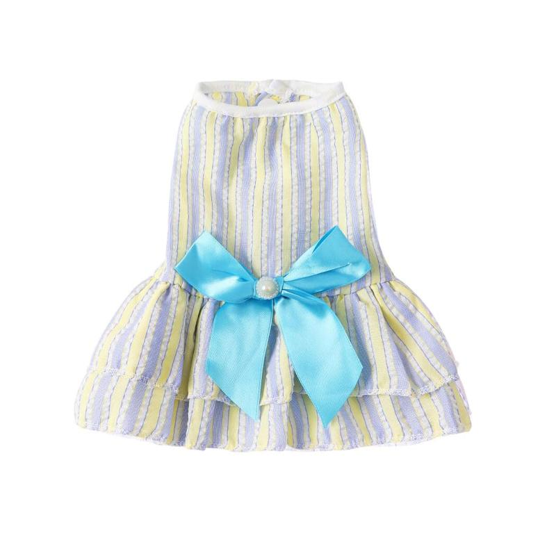 犬服 ワンピース 春夏 通気 お姫様 ドレス スカート 薄手 軽量 小型犬 猫 ペット服 犬服 猫服 小型犬 中型犬 洋服 記念撮影 ペット服 (イエロー, XL)