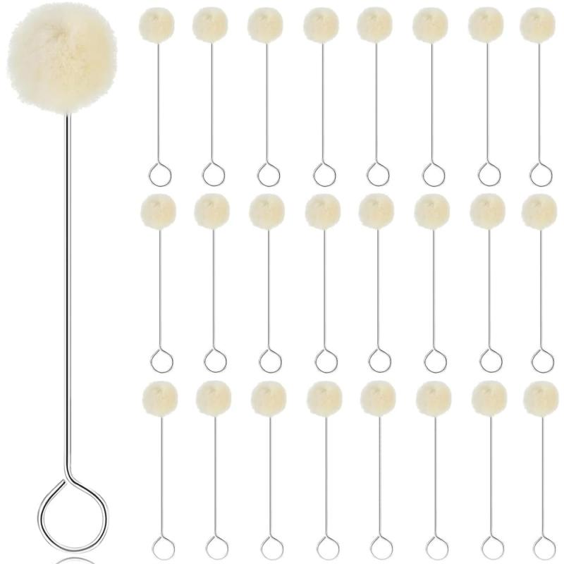 ウールボール ブラシ レザー 染料ツール 25本セット ウールドーバーボール 革彫刻染色羊毛ボール ウールダウバー 革染料道具 DIYクラフトプロジェクト用 染色 糊付け 手作り作業に適切 直径セット内容：ウールボール 25本セット；素材：...