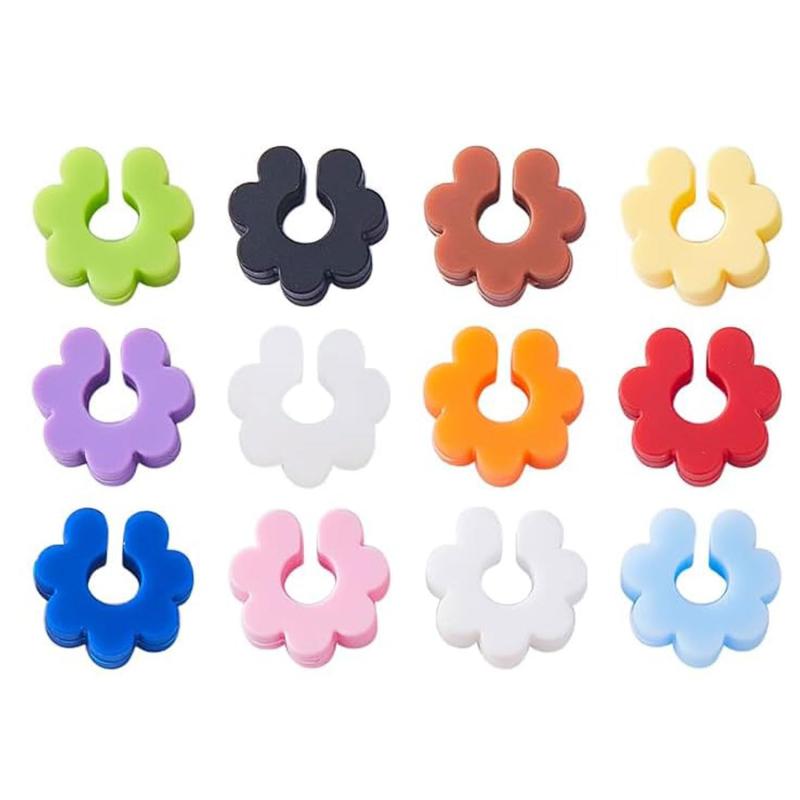 [Lznnnnni] ワイングラス装飾 12個セット グラスマーカー シリコン製 ドリンク マーカー ワイングラスマーカー ガラス識別子 ワイングラスチャーム，カクテルパーティー、ファミリーディナー【パッケージ内容】梅花形杯飾り12個、12...