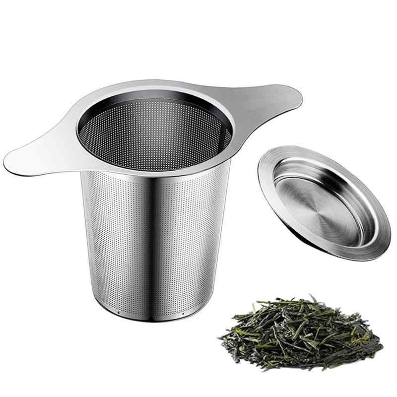 KDSSYFT 茶こし ステンレス製 深型 超極細メッシュ 茶葉用 劣化しにくい お手入れ簡単 食洗機対応 双持ち手と蓋付き コーヒー お茶濾しサイズ：上直径12.5cm、下直径4.7cm、高さ約7.5cm。素材：錆びにくく劣化しにくいステ...