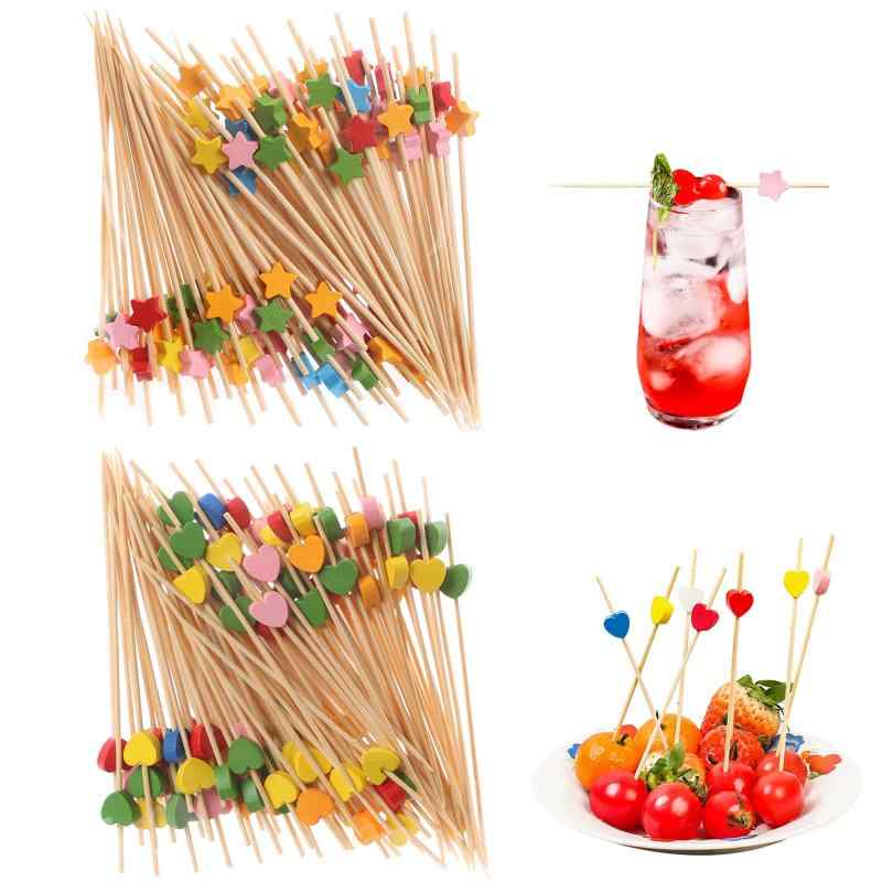 Liroyal フルーツピック カクテルピック 200個入 カクテルピン ケーキトッパー つまようじ パーティーグッズ 料理飾り 木製 おしゃれ かわいい 果物 菓子 ケーキ カクテル パーティー 業務用 【あなたの料理に魅力を追加】カラフ...