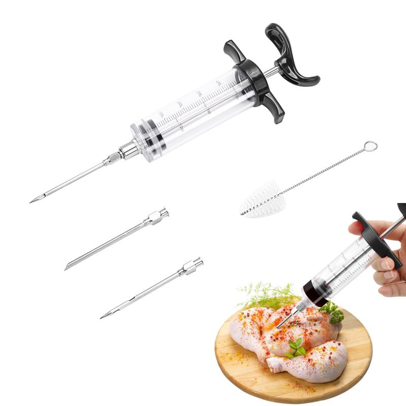 kasanidika 調味料入れ注射器 50ml 大容量 BBQ注射器 調味料注入ツール バーベキュー注射器 調味道具 おいしい料理 食用調味料 肉注射器 バーベキュー ローストチキン 肉の味付け【調味料入れ注射器】：調味料入れ注射器はバー...
