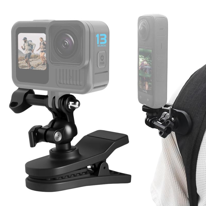 FitStill バックパッククリップ アクションカメラdji用 360° ボールヘッド調整可能 Go Pro アクセサリー Go Pro hero 13/12/11/10/9/8/7/6/MAX/4k、DJI action 5pro/4/...