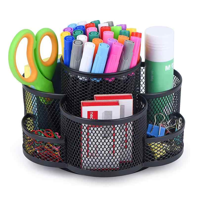 SOYANGNEK ペン立て360度回転 ぺんたて 卓上 オシャレ ペンスタンド 大容量 金属メッシュ 7グリード 鉛筆立て 多機能 回転ペンホルダー デスクオーガナイザー 小物収納 文房具 化粧品 家庭生活【商品仕様】直径：18 cm、高...