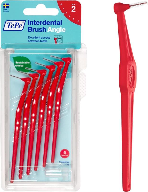 Tepe Angle Red Blister テペ アングル 歯間ブラシ 6本入 6本＋キャップ1本入 (レッド（0.5mm）)予防歯科の先進国スウェーデンから スウェーデンで虫歯が少ないのは 歯ブラシだけではなく歯間ブラシも使われているか...