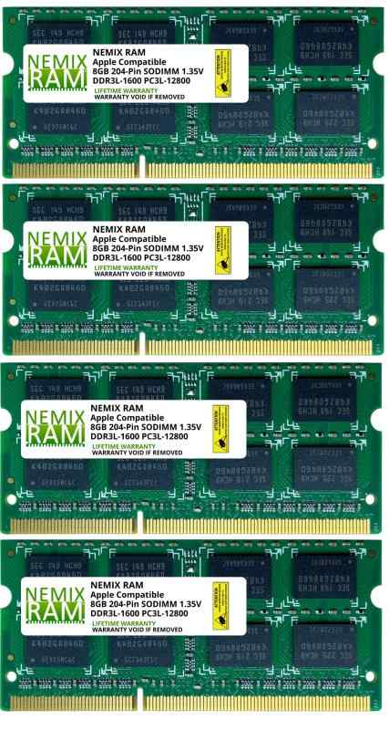 NEMIX RAM 32GB (4X8GB) DDR3 1600MHZ PC3-12800 2Rx8 1.35V 204ピン ノンECCSODIMM ノートパソコンメモリーキット Apple iMac 27インチ Retina 5Kディスプ...