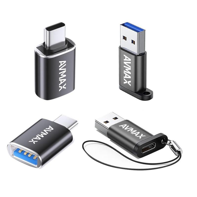 AVMAX USB C変換アダプター4個セット (Type C - USB A 3.0 メス) Type C USB-A 最大5Gbps MacBook Pro/MacBook Air/iPad Pro その他 USB-C 端末用 (Bla...