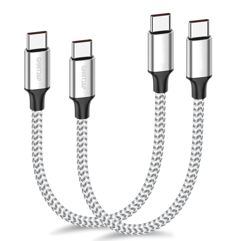 GHNTJAP USB C to USB C ケーブル 0.2M 2本セット Type C ケーブル 短い PD 60W急速充電 USB2.0データ転送 ナイロン iPhone17/16/15、Galaxy、iPad、MacBook Pro...