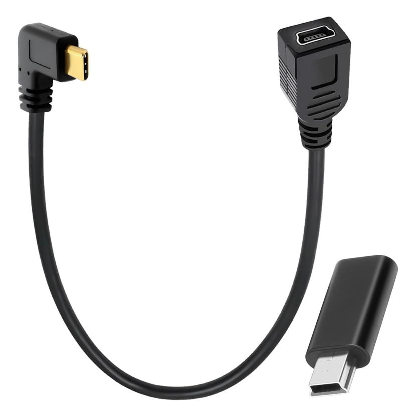 DAOKAI Mini USBメス - Type Cオスケーブル 90度Mini 5ピン変換アダプター