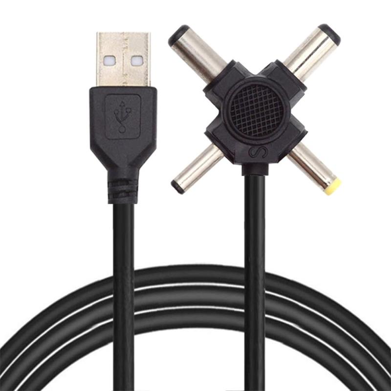 Cablecc 4-in-1 電源プラグ USB 2.0 タイプA オス - DC 5V 5.5x2.5mm 5.5x2.1mm 4.0x1.7mm 3.5x1.3mm バレルコネクタ 充電ケーブル