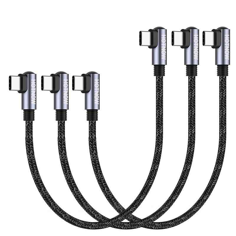 HOTNOW 短いUSB CからUSB Cケーブル 15cm 3本， 直角0.15 m PD 65 W USB 2.0急速充電ケーブルは、USBC携帯電話や機器に適しています[USB C TO USB Cケーブル]これはUSB C TO U...