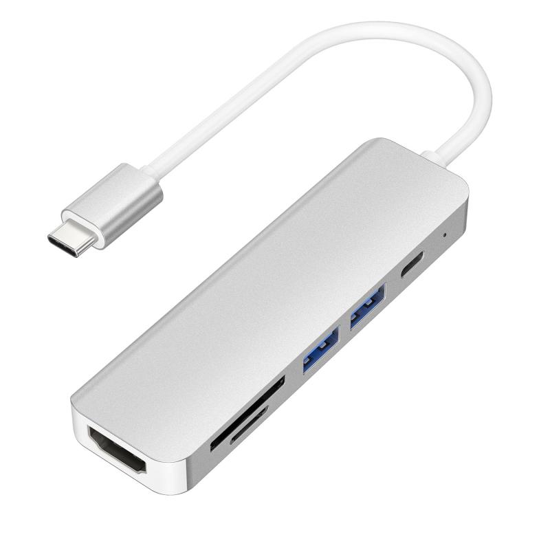 USB-C ハブ 6-in-1「4K HDMI映像出力＋PD 100W 急速充電＋USB3.0高速データ転送+SD&amp;TFカードスロット搭載」HDMI Type C アダプタ 在宅勤務 設定不要 MacBook Pro/Air、iPa...