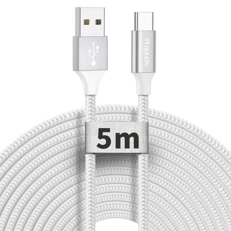 etguuds USB Type C ケーブル 長い【5m 白】タイプc ケーブル USB-C充電 高耐久ナイロン タブレット/スマートホン/防犯カメラ/コントローラー, その他Android USB Type-C機器対応 データ転送に非対...