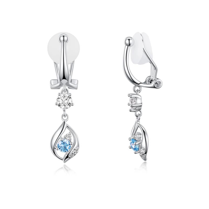 immobird アクアマリン イヤリング レディース 金属アレルギー対応 揺れる「幸運の葉」痛くないイヤリング 3月誕生石 アクセサリー レディース 誕生日 ギフト ホワイトデー お返し 入学式 卒