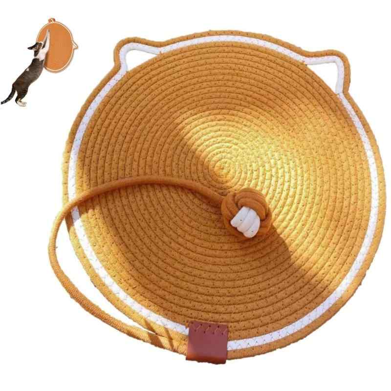 猫用爪とぎマット コットンロープ猫用爪とぎパッド 猫 爪研ぎ 猫 爪とぎベッド 猫 猫用丸型水平床猫用【卓越した設計】猫用スクラッチパッドに耳掛けがデザインされている、一体型のデザインは接着式よりも強い。また、猫ボールのおもちゃもデザインさ...