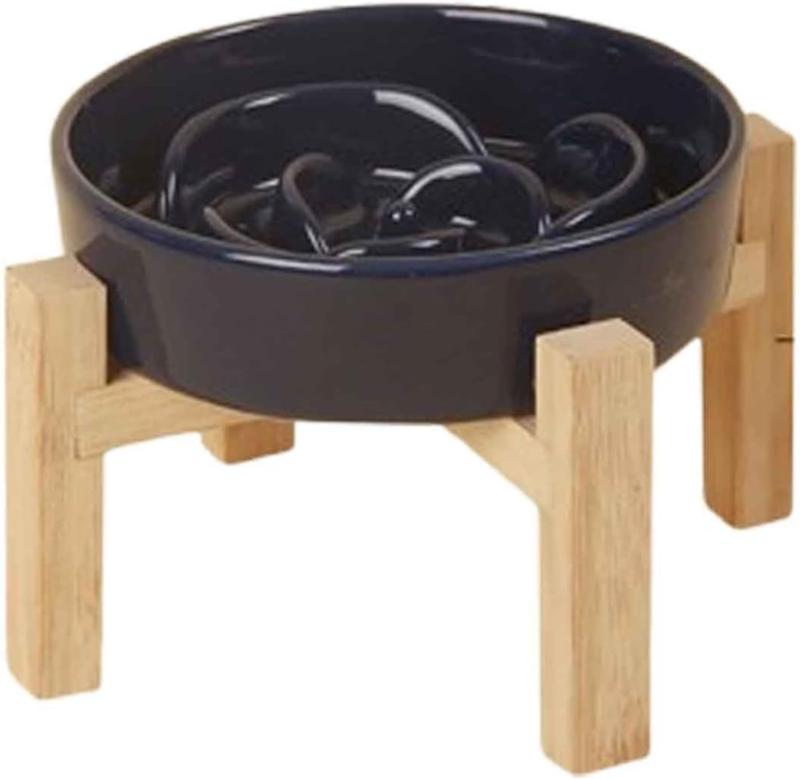 kxptso 早食い防止ボウル スタンド付き 滑り止め 犬 食器 嘔吐防止 犬 ご飯台 首負担軽減 犬 餌入れ 陶器製 フードボウル 犬 大容量 陶器製早食い防止皿 ローズ 早食い防止 犬 えさ入れ 高さ傾【ゆっくり食べる】犬用ボウルセット...