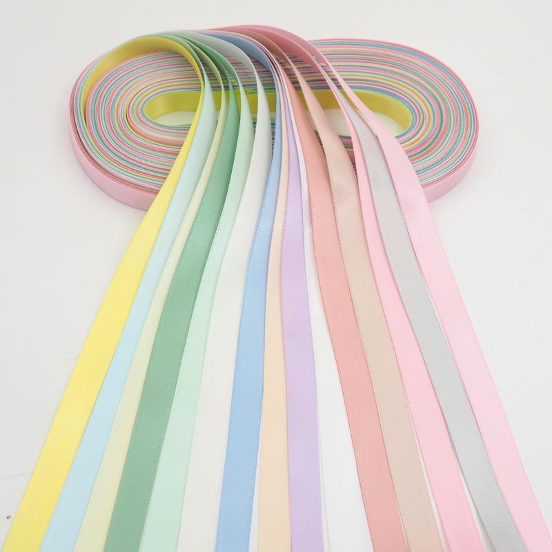 Hymyily 45ヤード サテン 両面サテンリボン-1本3ヤード合計45ヤード，DIYや手作り、包装、祝日ギフト、花束のラッピングに最適🎁 【高級感のあるポリエステル素材】🎁：これらのリボンはポリエステル製...