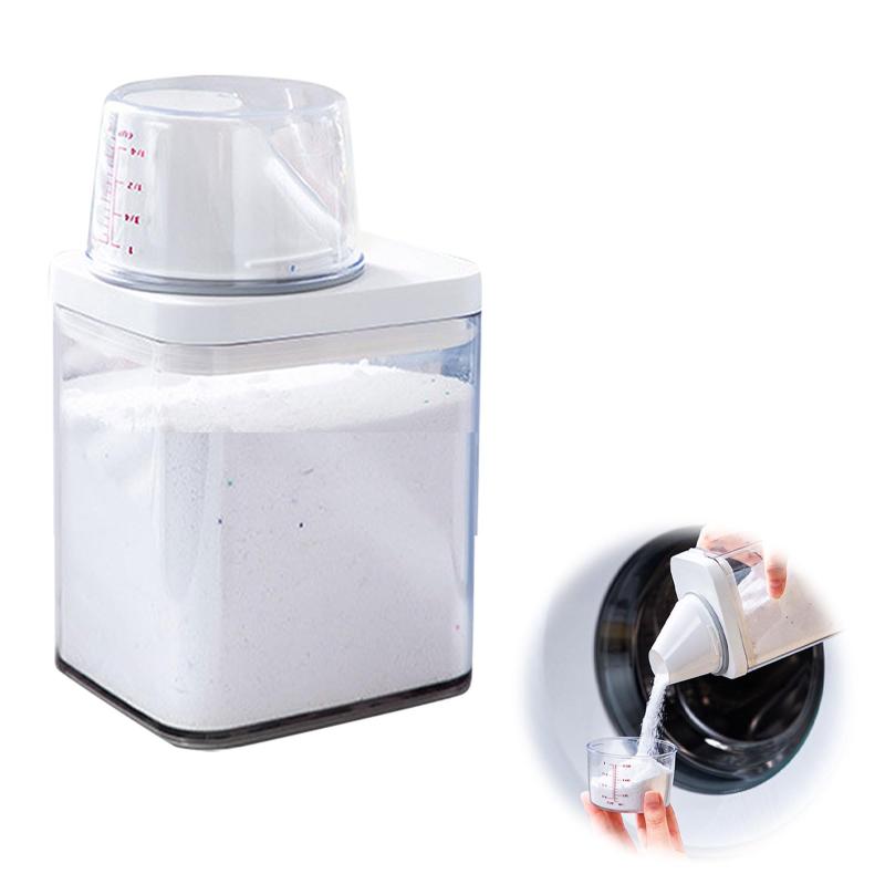 TeJoyce 洗濯洗剤 詰め替えボトル ランドリーボトル 計量カップ付き 粉洗剤ケース 粉末洗剤 詰め替え容器 湿気を防ぐ 透明 柔軟剤 容器 洗濯洗せんさいぼとる 密閉 漂白剤ディスペンサー deter蓋付き--洗剤詰め替え容器には、衣...