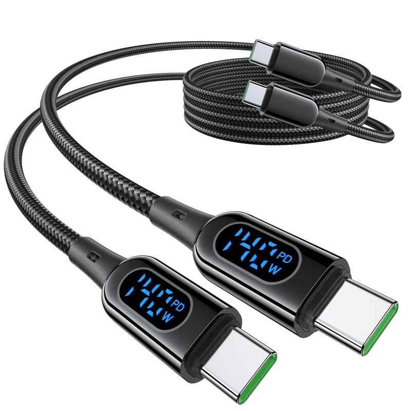 MINSLIS DC03 USB Type C ケーブル【140W/5A 2本セット】PD対応 Type-C to Type-C 急速充電 出力スクリーン表示 ナイロン編み タイプc 充電コード iPhone 17/16 Pro/16 Pl...