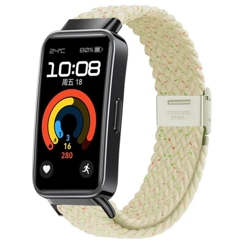 [PETFROH] For Huawei Band 10/9/8 対応137mm-208mm ナイロン素材 編み込み 伸縮性ウォッチバンド 長さ自由調節 軽量 快適 通気 ファーウェイ バンド10/9/8用 交換用ストラップ