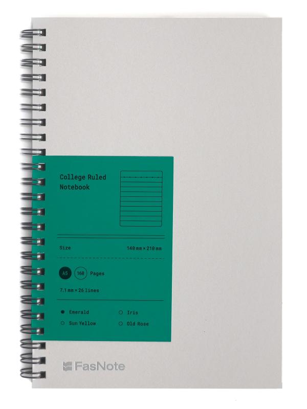 FasNote スパイラルノート A5, 横罫, 160ページ, 耐久性のあるハードカバー, 切り取り可能なページ, 仕事用, 学校用, 日記に最適, カレンダーカード付属（2025年）情報カード＆カレンダーカード 各ノートには、FSC認証...
