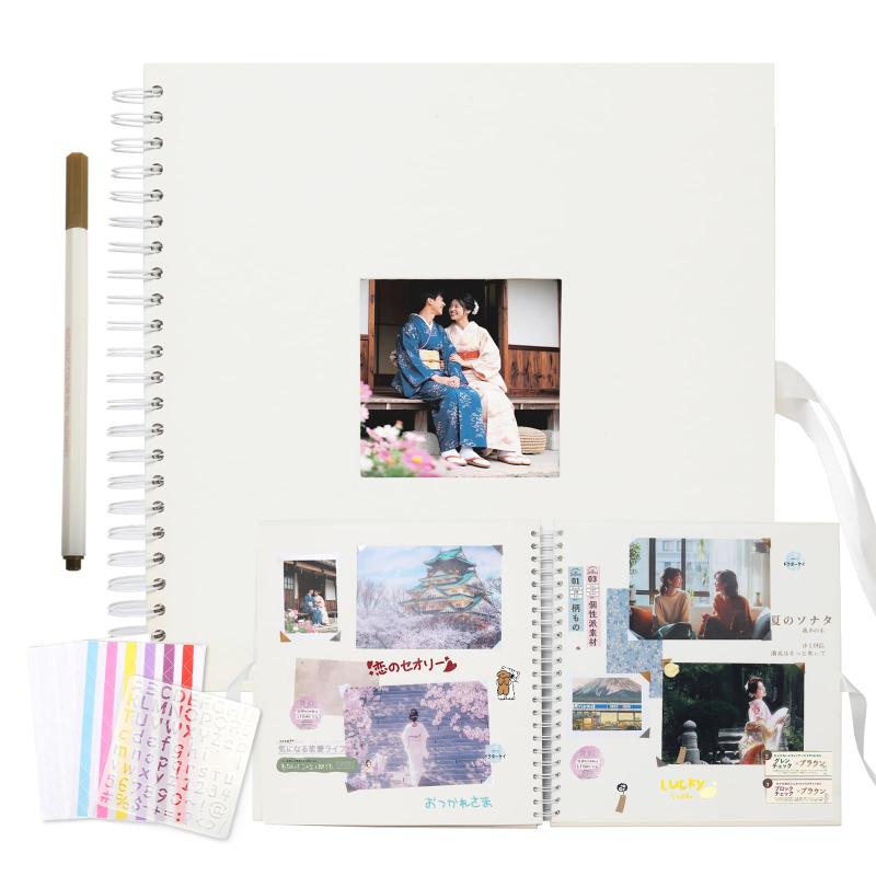 RECUTMS アルバム 手作りスクラップブック DIY 写真用 30x30CM 20枚/40ページ フォトアルバム 思い出帳 子供 出産祝い 贈り物 お祝い カップル 記念日 結婚式 ベビー写真 記念本 （白い）メモリーアルバムサイズ：3...