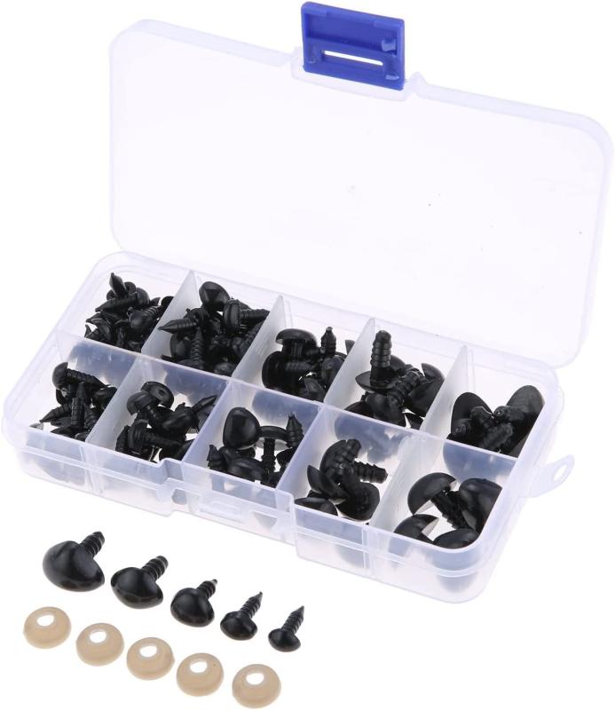 125個入り さし鼻 三角形鼻 ぬいぐるみ目 おもちゃ DIY 鼻 おもちゃ テディベア 人形作り用 縫製材質:プラスチック.プラスチック非毒性.可愛い且つ実用的なぬいぐるみ さし目、色々な手作り作品にぴったりですテディベア、子犬、人形、ぬ...