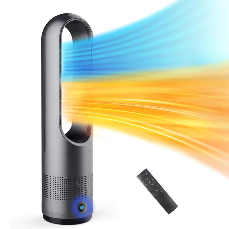 タワーファン 羽なし扇風機【2025革新冷暖房・羽根なし】スリム リビング扇風機 DCモーター48w省エネ 節電 8段階冷風&amp;3段階暖風 自動100°首振り 9H切りタイマー 切り忘れ防止 強力送風 大風【四季兼用の機能性、快適さを...