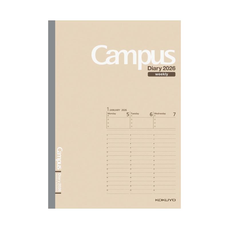 コクヨ 手帳 2026 キャンパスダイアリー ウィークリー バーチカル A5 薄茶 ニ-CWVLS-A5-26 2026年 1月始まり【期間】 週間：2026年1月～2026年12月 (月曜始まり)【サイズ】 A5：タテ210×ヨコ148m...