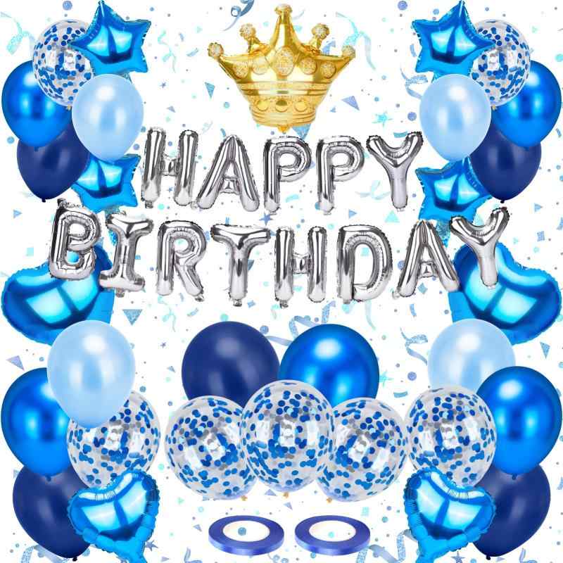 誕生日 バルーン飾り付けセット HAPPY BIRTHDAYバルーン 【52個風船セット】 バースデー 風船 ローズゴールド 紙吹雪風船 星形/ハート/王冠 アルミバルーン 両面テープ リボン付き 記念日 サプ