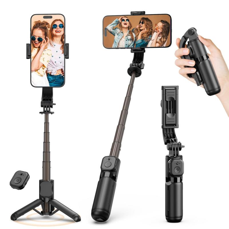 Besecou 自撮り棒【超軽量ミニ・独創ホルダー】スマホ じどり棒 三脚 輸入アルミ合金製 セルカ棒 コンパクト 折りたたみ式 15.5cm 収納サイズ リモコン付き 10m接続範囲 じどりぼう 6段階伸縮 【超軽量ミニ自撮り棒→ポケット...