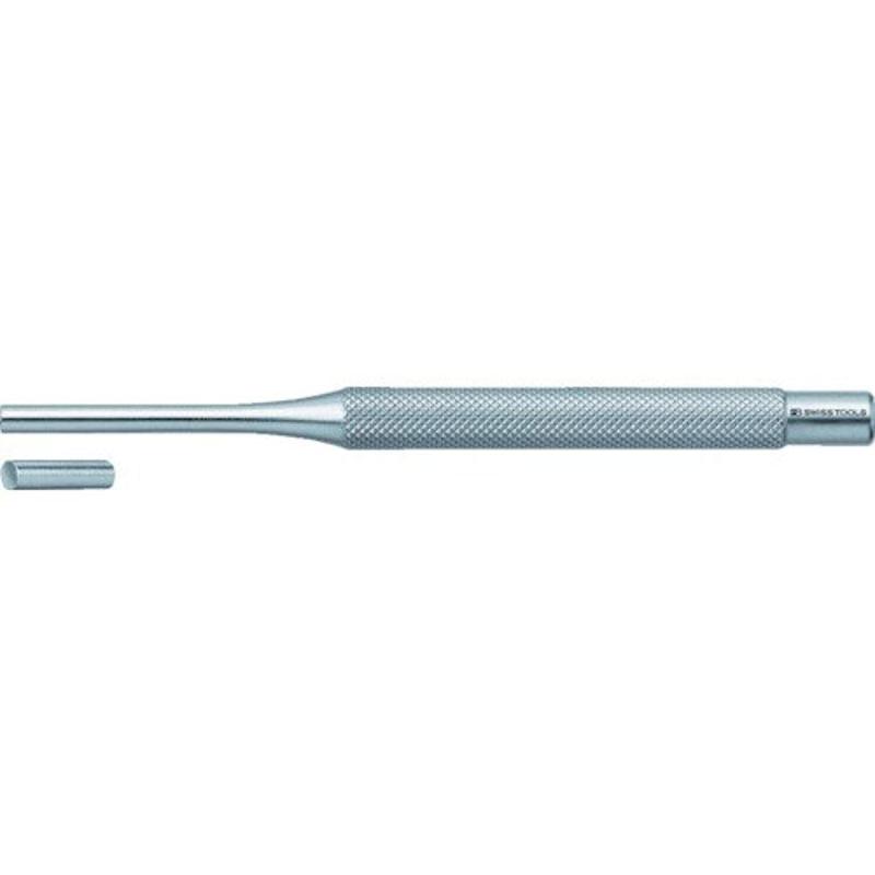 PB SWISS TOOLS 715-2 平行ピンポンチ 丸胴全長(mm)：105 先端径(mm)：2.0 幅(mm)：6丸胴タイプ グリップ：滑り止めローレット加工 先端硬度：HRC58° 打撃部硬度：HRC45°～48°クロームバナジウム鋼