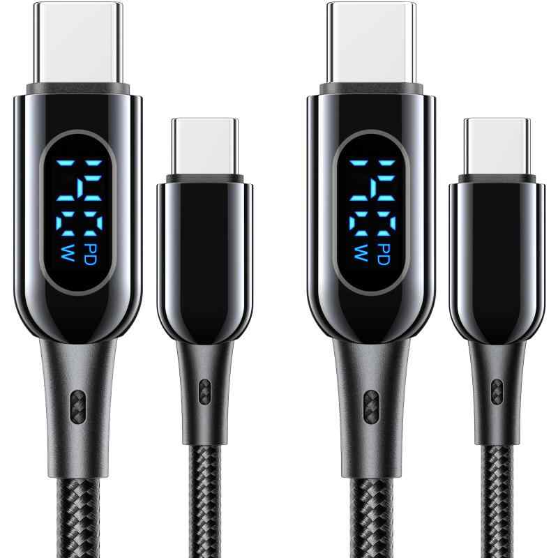 MINSLIS DC03 USB Type C ケーブル【140W/5A 2本セット】PD対応 Type-C to Type-C 急速充電 出力スクリーン表示 ナイロン編み タイプc 充電コード iPhone 17/16/16 Pro/16...