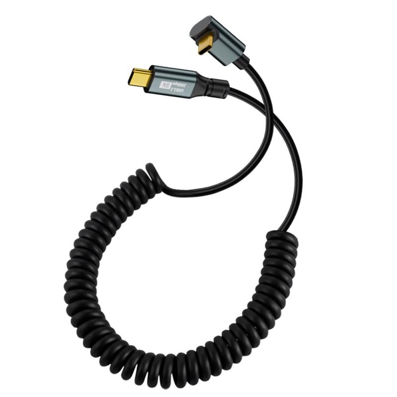 xiwai ストレッチコイル 140W 20Gbps 8K USB-C USB4ケーブル Type-C オス - メス 延長ケーブル 電源&amp;データ ゲーミングキーボードマウス用