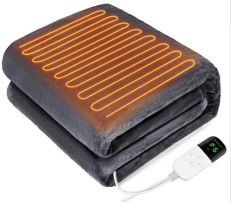 Heshare 電気毛布 掛け敷き兼用 188×130cm 【大きいサイズ・両面フランネル素材】 電気ブランケット 8段階温度調節 4段階切タイマー 電気ひざ掛け 3分速暖 厚手生地 丸洗い可能 ダニ退治 抗菌