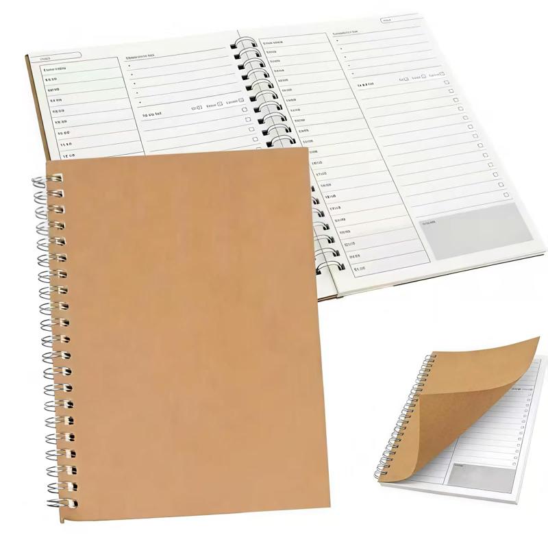 Ginhkok スケジュール帳 ToDoリスト B6サイズ デイリー Todoリスト スケジュール 一日 お得な 時間管理ノート 2冊セット 予定 一日 dayly コンパクトサイズ スケジュール管理 ノート(ブラウン)【本体構成と使用期間...