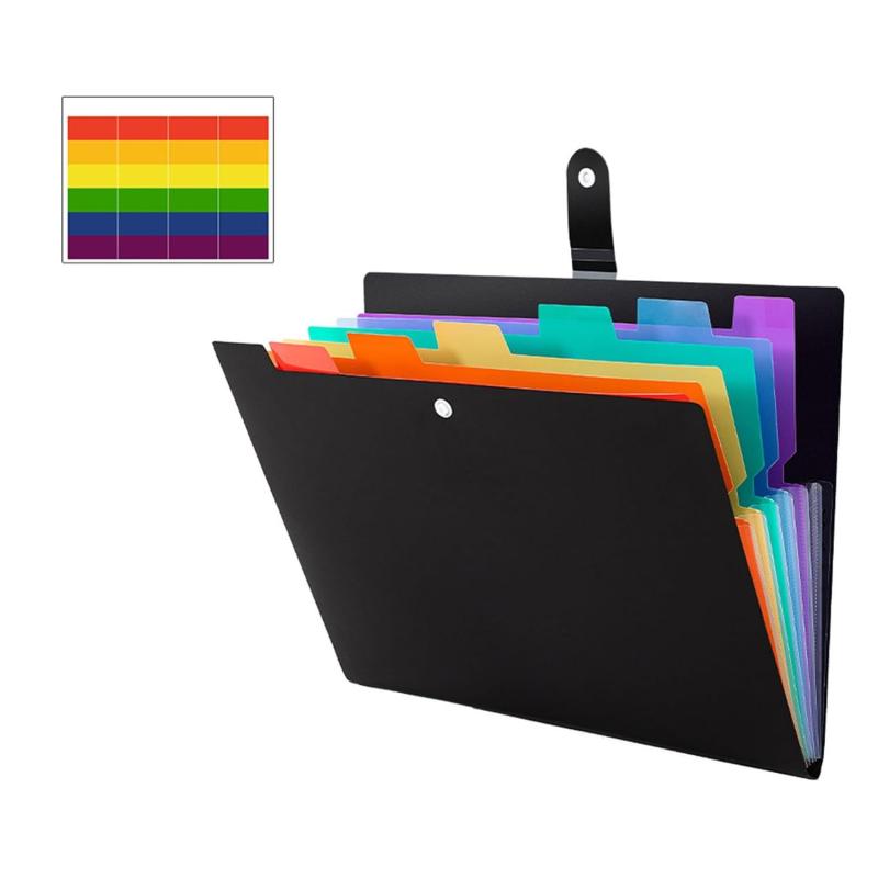 PAVIKEドキュメントファイル a4 【7ポケット】ドキュメントスタンド 書類収納ケース スナップボタン式、大容量、整理整頓、仕分けラベル付き、教室やオフィスのファイル整理に最適【素材】a4多層分類フォルダーは高品質の素材を使用し、防湿、...