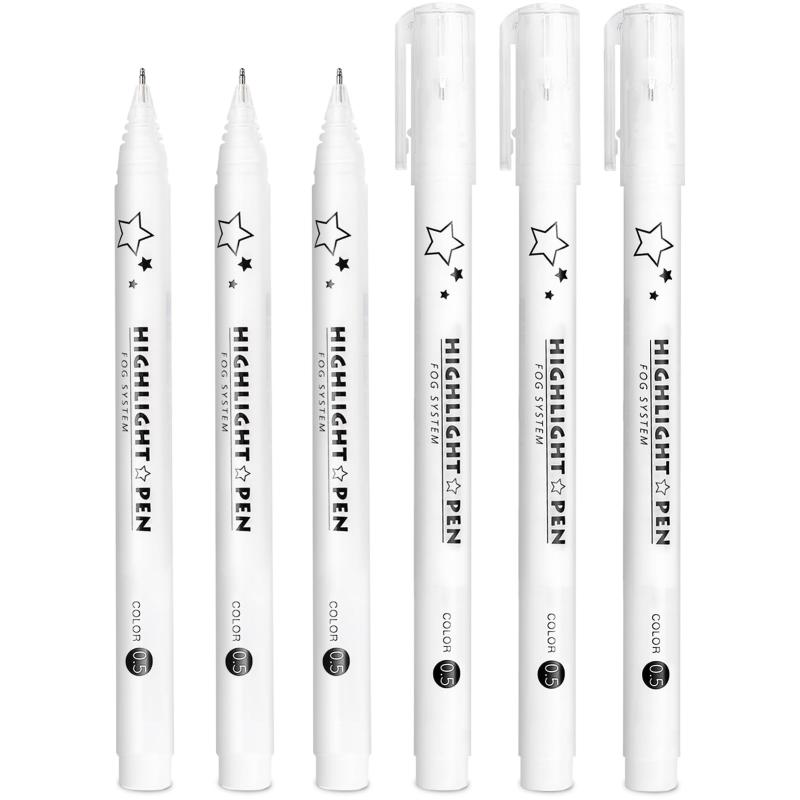 Elegirme ジェルボールペン 白ペン 極細 不透明調 ゴールドペン イラスト ノート 手帳 手紙 挨拶状 スケジュール帳 アルバム スクラップブッキング 写真 黒い紙に書けるペン 耐水耐光 6本セッ