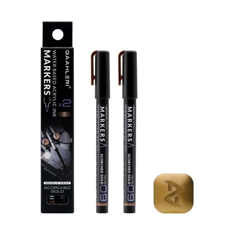 Gaahleri マーカー GM-MS09 焦げたゴールド 2個[ バルブタイプのラウンドチップ ] 輸入されたバルブタイプのラウンドチップを装備しており、スムーズなインクの流れを確保し、マーカーのストロークを減らし、スポンジの繊維が蓄積す...